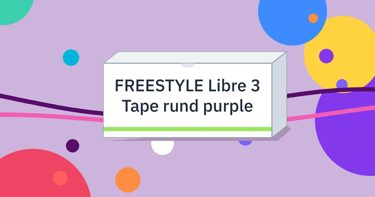 Symbolbild: Packung mit der Aufschrift FREESTYLE Libre 3 Tape rund purple (PZN 18178247) – Verfügbarkeit und Bezug in Apotheken in Frankfurt am Main