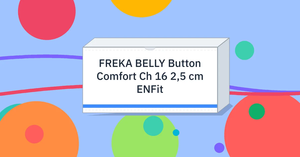 Symbolbild: Packung mit der Aufschrift FREKA BELLY Button Comfort Ch 16 2,5 cm ENFit (PZN 11486796) – Verfügbarkeit und Bezug in Apotheken in Frankfurt am Main