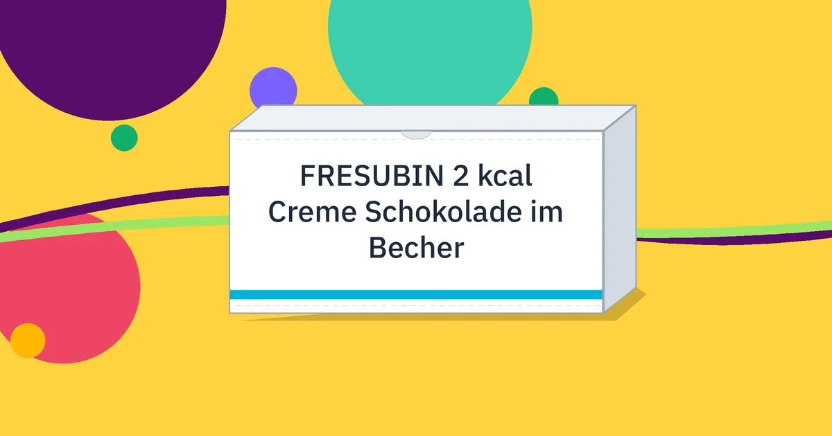 Symbolbild: Packung mit der Aufschrift FRESUBIN 2 kcal Creme Schokolade im Becher (PZN 10199095) – Verfügbarkeit und Bezug in Apotheken in Frankfurt am Main