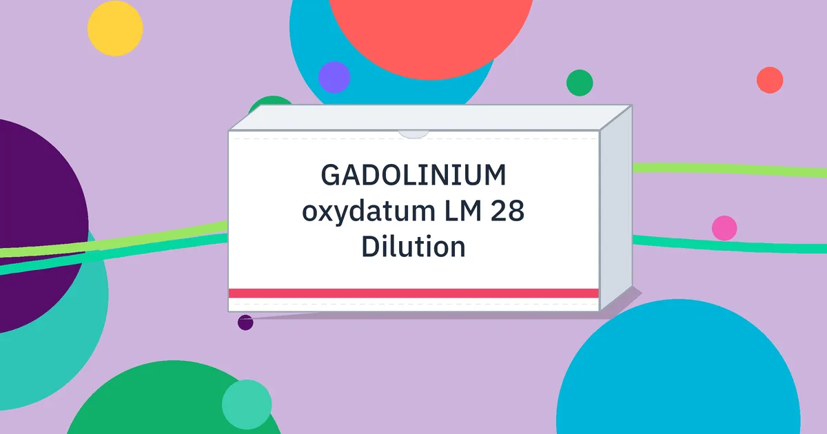Symbolbild: Packung mit der Aufschrift GADOLINIUM oxydatum LM 28 Dilution (PZN 13494558) – Verfügbarkeit und Bezug in Apotheken in Frankfurt am Main