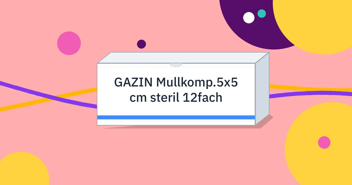 Symbolbild: Packung mit der Aufschrift GAZIN Mullkomp.5x5 cm steril 12fach (PZN 14444120) – Verfügbarkeit und Bezug in Apotheken in Frankfurt am Main
