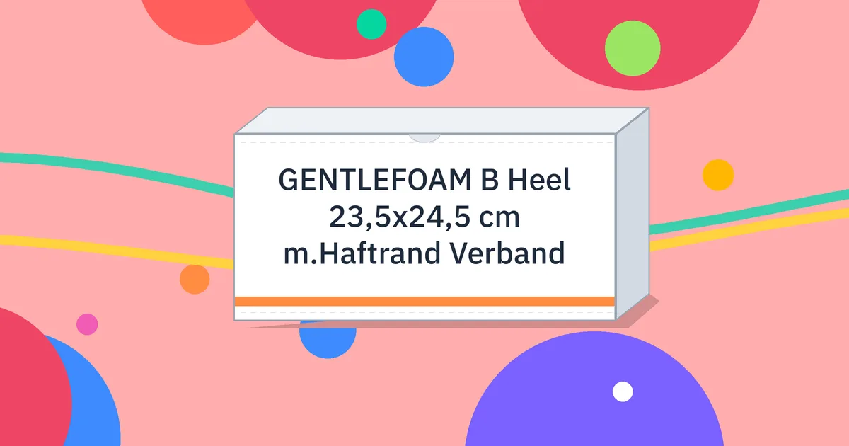 Symbolbild: Packung mit der Aufschrift GENTLEFOAM B Heel 23,5x24,5 cm m.Haftrand Verband (PZN 19721104) – Verfügbarkeit und Bezug in Apotheken in Frankfurt am Main