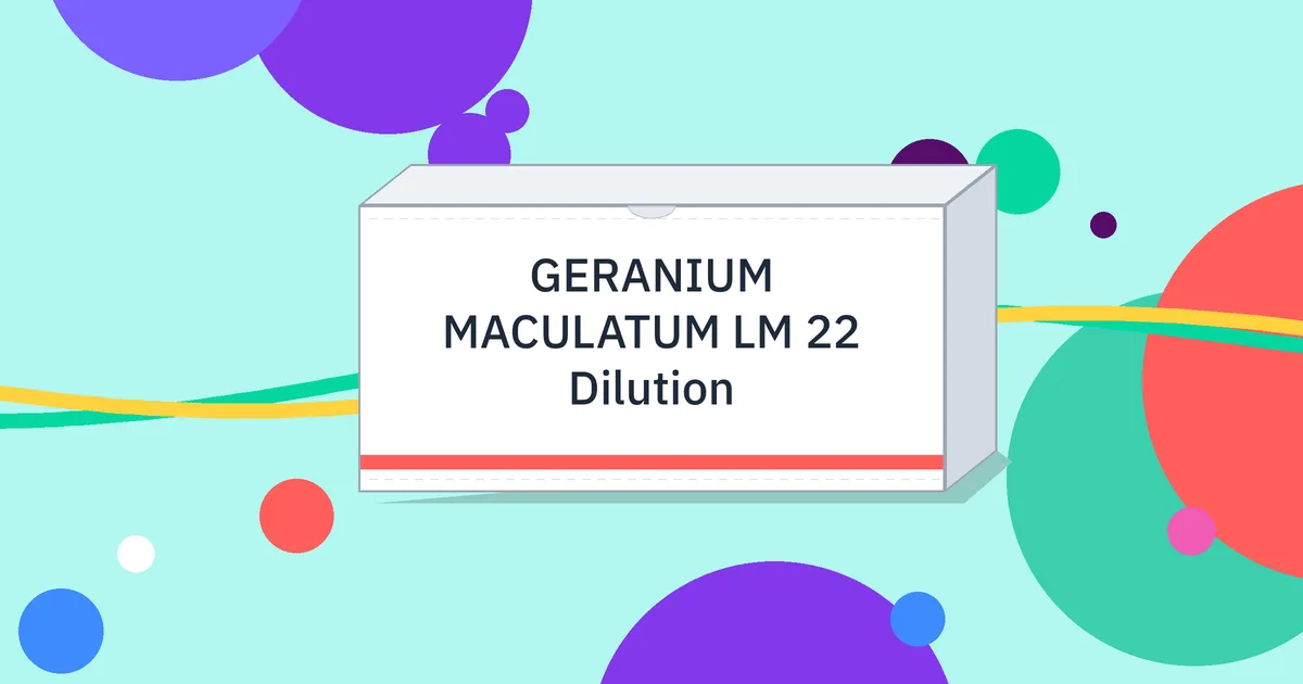 Symbolbild: Packung mit der Aufschrift GERANIUM MACULATUM LM 22 Dilution (PZN 12876795) – Verfügbarkeit und Bezug in Apotheken in Frankfurt am Main