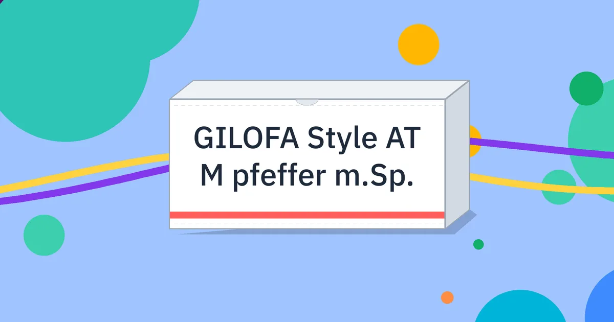 Symbolbild: Packung mit der Aufschrift GILOFA Style AT M pfeffer m.Sp. (PZN 16728293) – Verfügbarkeit und Bezug in Apotheken in Frankfurt am Main