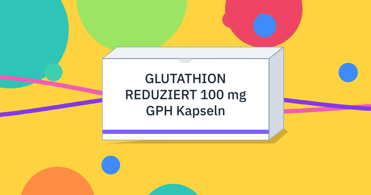 Symbolbild: Packung mit der Aufschrift GLUTATHION REDUZIERT 100 mg GPH Kapseln (PZN 09786522) – Verfügbarkeit und Bezug in Apotheken in Frankfurt am Main
