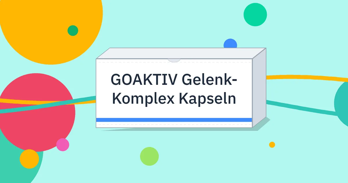 Symbolbild: Packung mit der Aufschrift GOAKTIV Gelenk-Komplex Kapseln (PZN 17442699) – Verfügbarkeit und Bezug in Apotheken in Frankfurt am Main