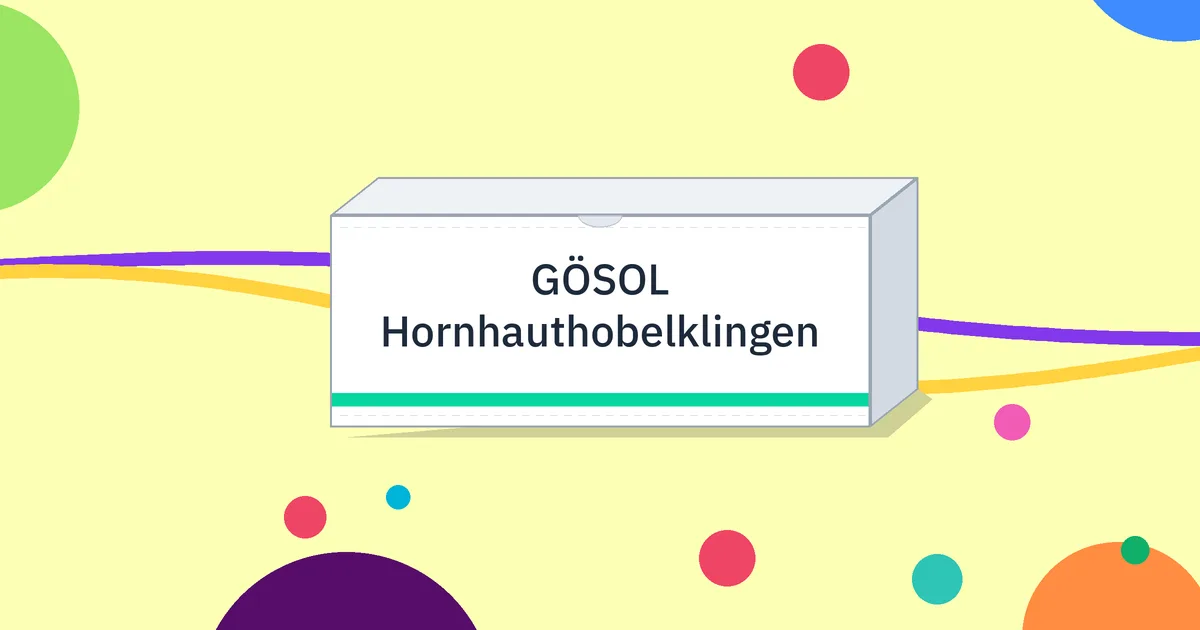 Symbolbild: Packung mit der Aufschrift GÖSOL Hornhauthobelklingen (PZN 15584975) – Verfügbarkeit und Bezug in Apotheken in Frankfurt am Main
