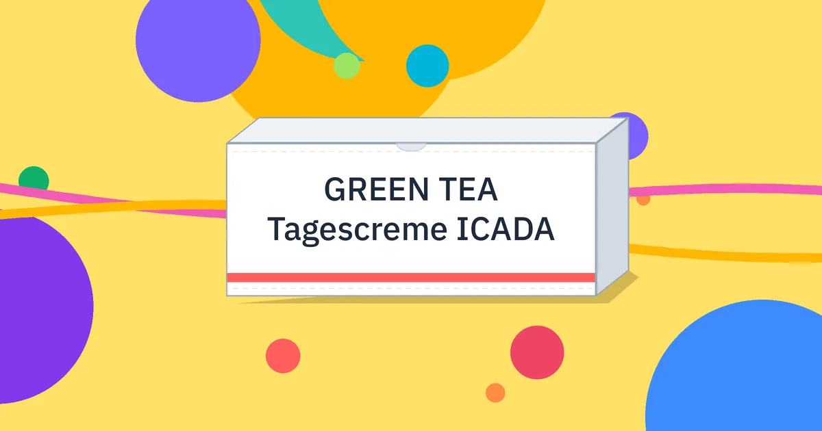 Symbolbild: Packung mit der Aufschrift GREEN TEA Tagescreme ICADA (PZN 17292426) – Verfügbarkeit und Bezug in Apotheken in Frankfurt am Main