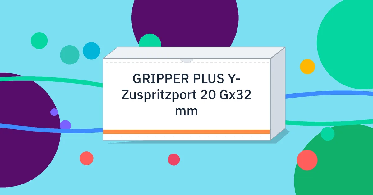 Symbolbild: Packung mit der Aufschrift GRIPPER PLUS Y-Zuspritzport 20 Gx32 mm (PZN 09676147) – Verfügbarkeit und Bezug in Apotheken in Frankfurt am Main