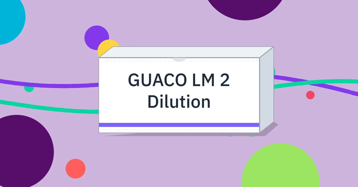 Symbolbild: Packung mit der Aufschrift GUACO LM 2 Dilution (PZN 13547800) – Verfügbarkeit und Bezug in Apotheken in Frankfurt am Main