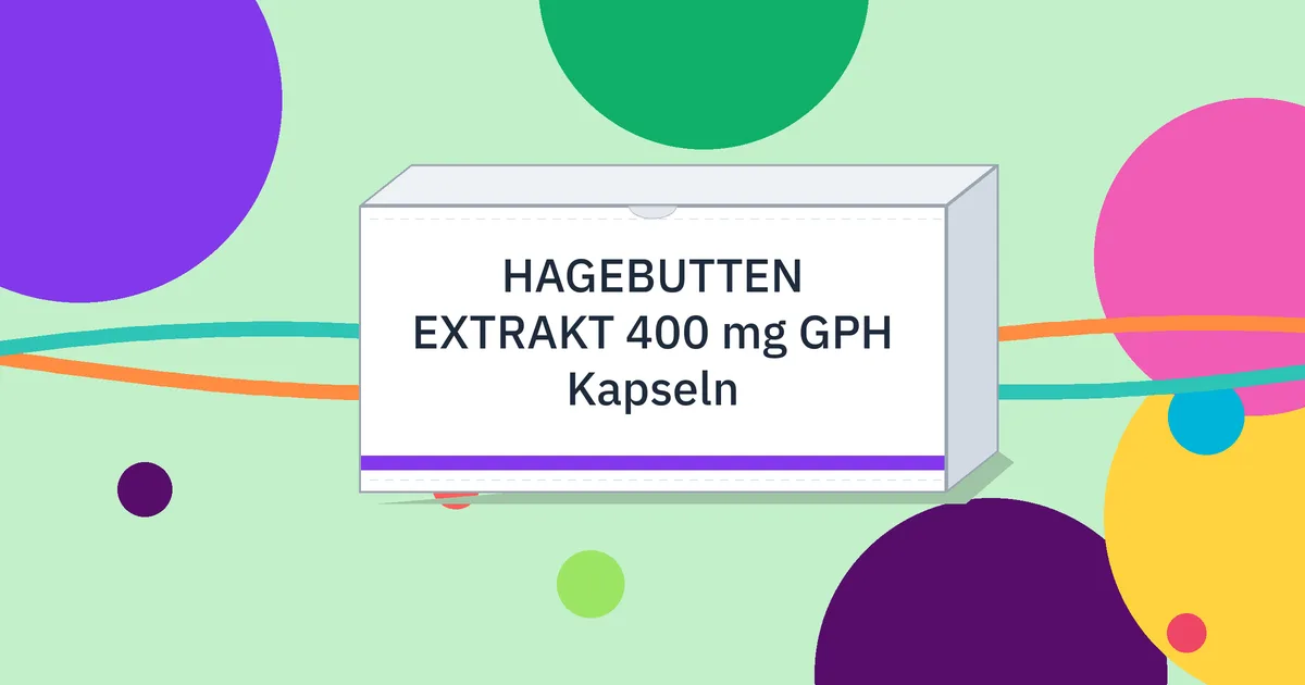 Symbolbild: Packung mit der Aufschrift HAGEBUTTEN EXTRAKT 400 mg GPH Kapseln (PZN 00897415) – Verfügbarkeit und Bezug in Apotheken in Frankfurt am Main