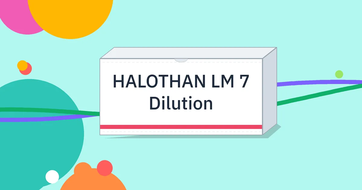 Symbolbild: Packung mit der Aufschrift HALOTHAN LM 7 Dilution (PZN 12883909) – Verfügbarkeit und Bezug in Apotheken in Frankfurt am Main