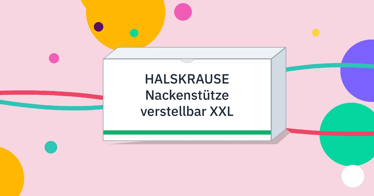 Symbolbild: Packung mit der Aufschrift HALSKRAUSE Nackenstütze verstellbar XXL (PZN 19069129) – Verfügbarkeit und Bezug in Apotheken in Frankfurt am Main