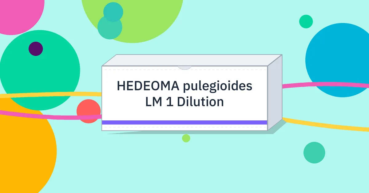 Symbolbild: Packung mit der Aufschrift HEDEOMA pulegioides LM 1 Dilution (PZN 13551026) – Verfügbarkeit und Bezug in Apotheken in Frankfurt am Main