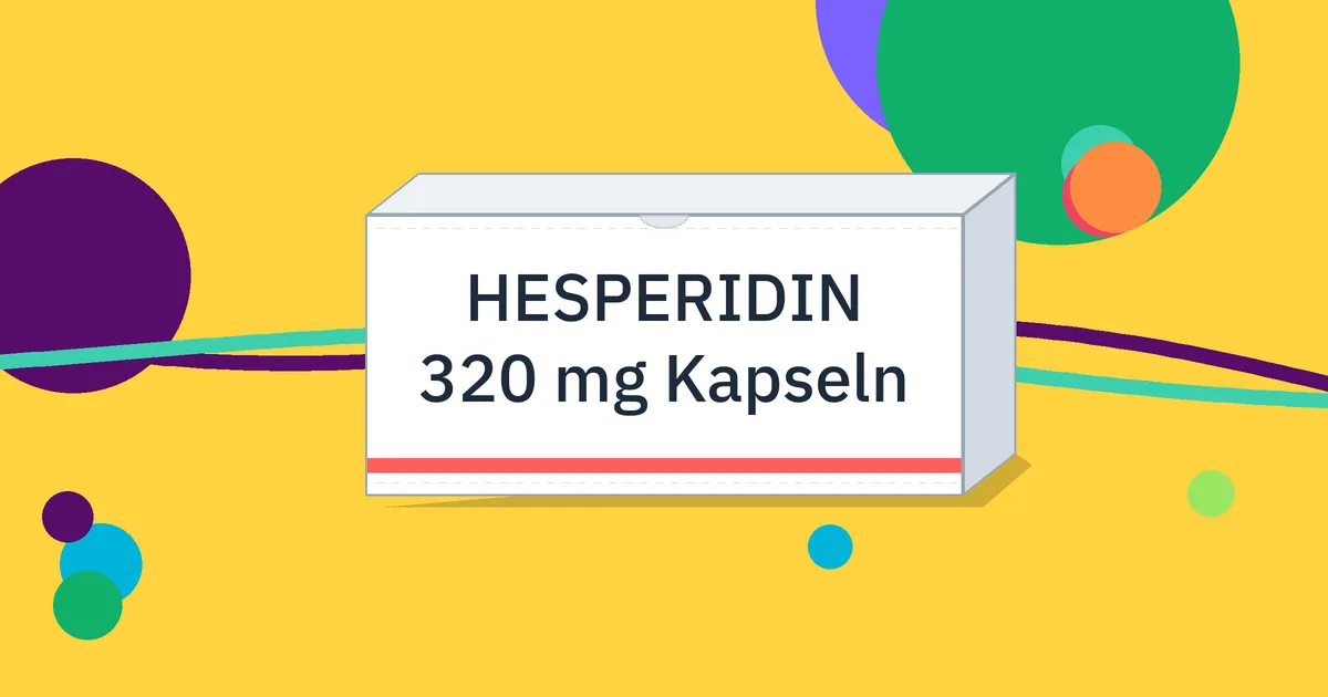Symbolbild: Packung mit der Aufschrift HESPERIDIN 320 mg Kapseln (PZN 19642646) – Verfügbarkeit und Bezug in Apotheken in Frankfurt am Main