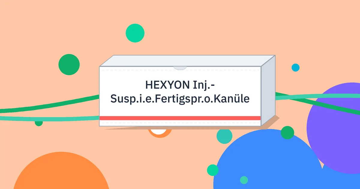 Symbolbild: Packung mit der Aufschrift HEXYON Inj.-Susp.i.e.Fertigspr.o.Kanüle (PZN 19366749) – Verfügbarkeit und Bezug in Apotheken in Frankfurt am Main