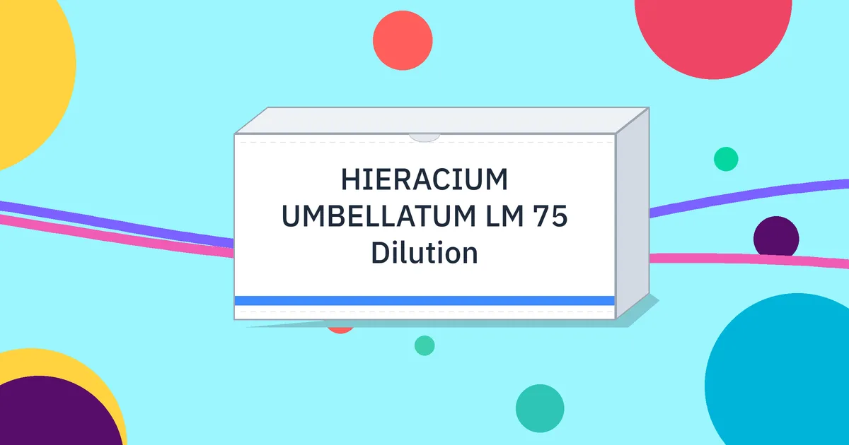 Symbolbild: Packung mit der Aufschrift HIERACIUM UMBELLATUM LM 75 Dilution (PZN 13554214) – Verfügbarkeit und Bezug in Apotheken in Frankfurt am Main