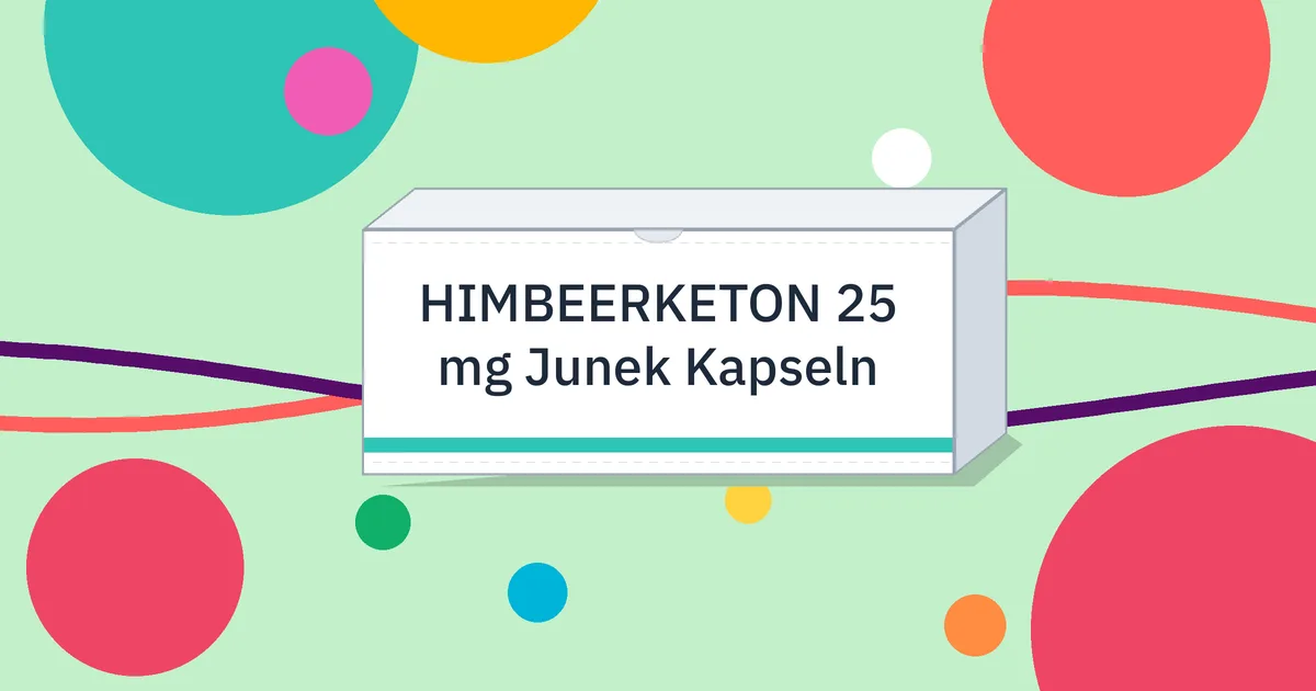 Symbolbild: Packung mit der Aufschrift HIMBEERKETON 25 mg Junek Kapseln (PZN 10977144) – Verfügbarkeit und Bezug in Apotheken in Frankfurt am Main