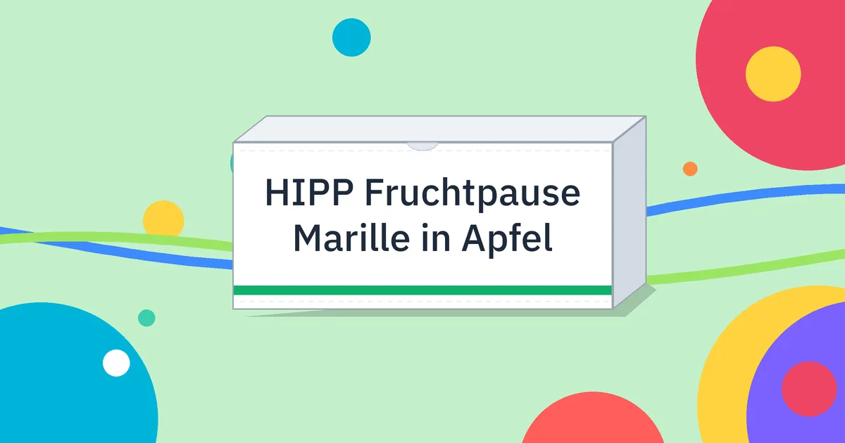 Symbolbild: Packung mit der Aufschrift HIPP Fruchtpause Marille in Apfel (PZN 19754196) – Verfügbarkeit und Bezug in Apotheken in Frankfurt am Main