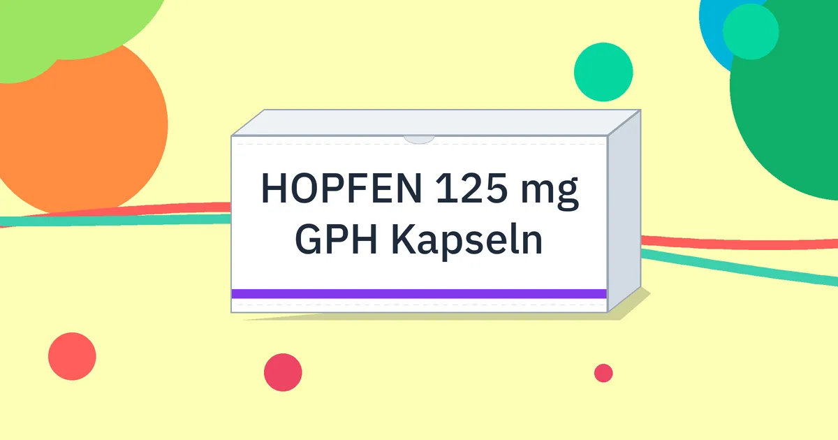 Symbolbild: Packung mit der Aufschrift HOPFEN 125 mg GPH Kapseln (PZN 09645313) – Verfügbarkeit und Bezug in Apotheken in Frankfurt am Main