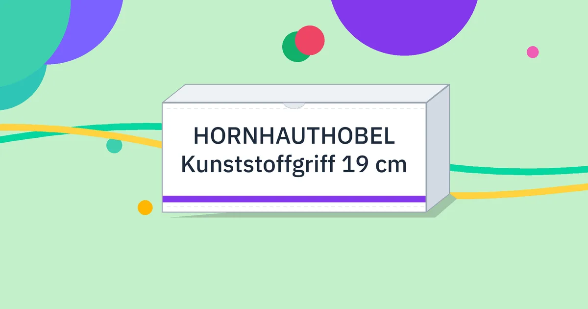Symbolbild: Packung mit der Aufschrift HORNHAUTHOBEL Kunststoffgriff 19 cm (PZN 00523494) – Verfügbarkeit und Bezug in Apotheken in Frankfurt am Main