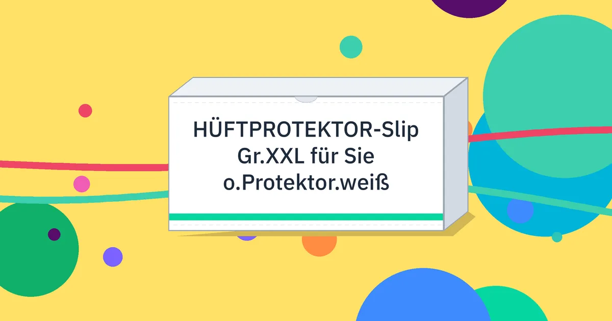 Symbolbild: Packung mit der Aufschrift HÜFTPROTEKTOR-Slip Gr.XXL für Sie o.Protektor.weiß (PZN 14268189) – Verfügbarkeit und Bezug in Apotheken in Frankfurt am Main