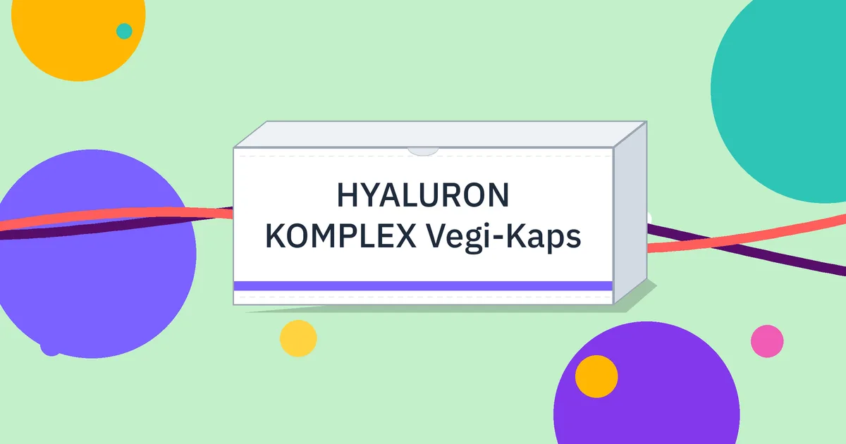 Symbolbild: Packung mit der Aufschrift HYALURON KOMPLEX Vegi-Kaps (PZN 10383060) – Verfügbarkeit und Bezug in Apotheken in Frankfurt am Main