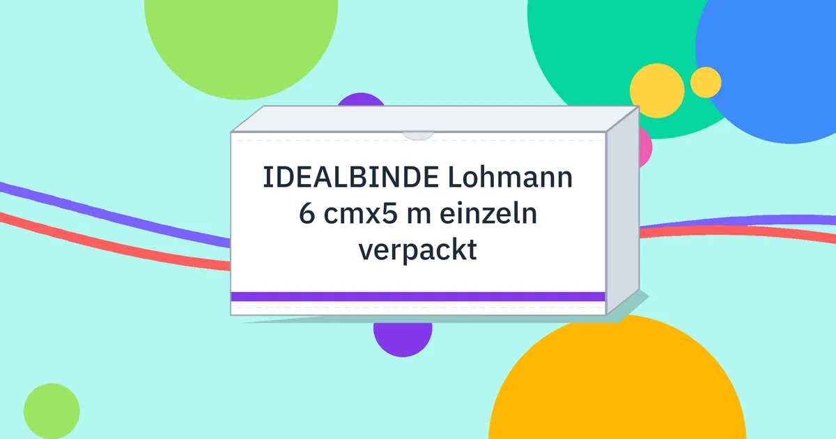 Symbolbild: Packung mit der Aufschrift IDEALBINDE Lohmann 6 cmx5 m einzeln verpackt (PZN 15998688) – Verfügbarkeit und Bezug in Apotheken in Frankfurt am Main