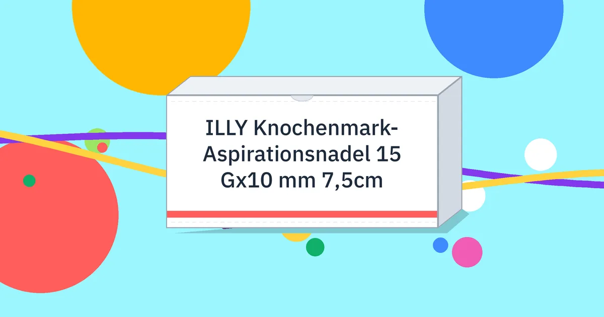 Symbolbild: Packung mit der Aufschrift ILLY Knochenmark-Aspirationsnadel 15 Gx10 mm 7,5cm (PZN 16362509) – Verfügbarkeit und Bezug in Apotheken in Frankfurt am Main