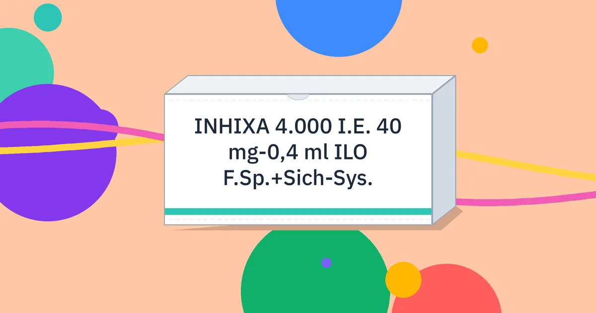 Symbolbild: Packung mit der Aufschrift INHIXA 4.000 I.E. 40 mg-0,4 ml ILO F.Sp.+Sich-Sys. (PZN 13415429) – Verfügbarkeit und Bezug in Apotheken in Frankfurt am Main