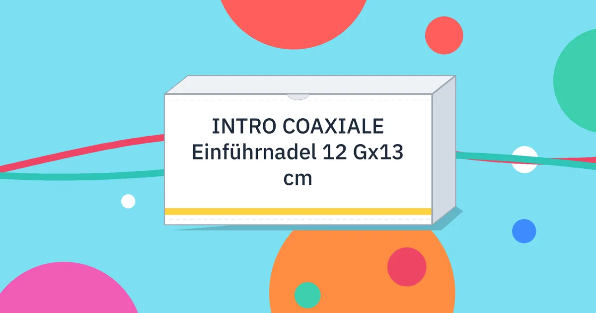 Symbolbild: Packung mit der Aufschrift INTRO COAXIALE Einführnadel 12 Gx13 cm (PZN 16918639) – Verfügbarkeit und Bezug in Apotheken in Frankfurt am Main