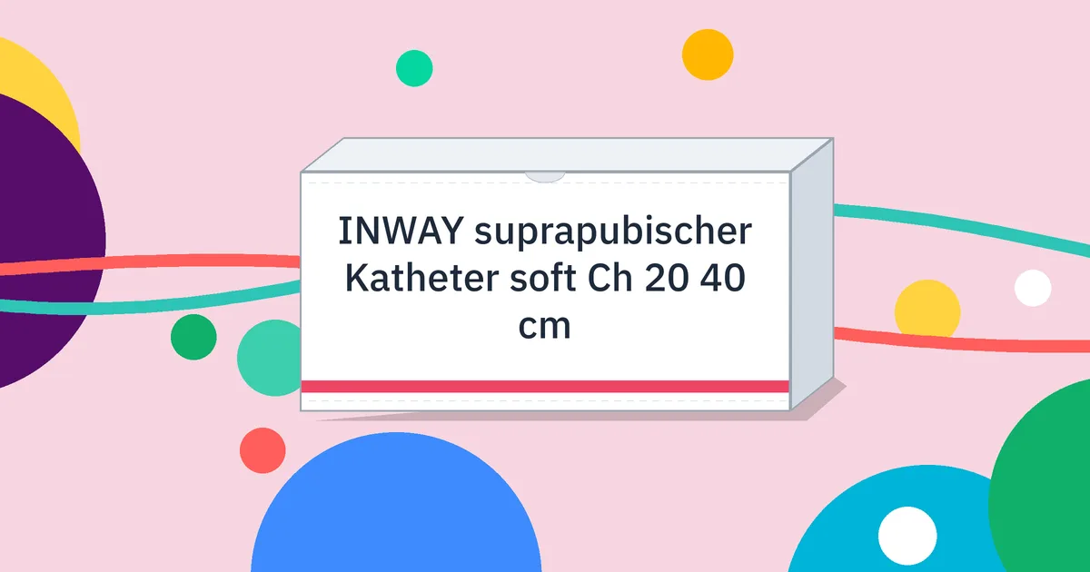 Symbolbild: Packung mit der Aufschrift INWAY suprapubischer Katheter soft Ch 20 40 cm (PZN 10181379) – Verfügbarkeit und Bezug in Apotheken in Frankfurt am Main