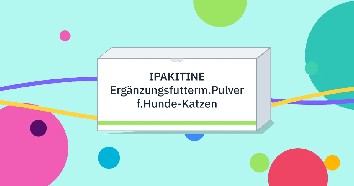 Symbolbild: Packung mit der Aufschrift IPAKITINE Ergänzungsfutterm.Pulver f.Hunde-Katzen (PZN 16361467) – Verfügbarkeit und Bezug in Apotheken in Frankfurt am Main