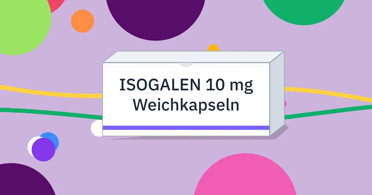 Symbolbild: Packung mit der Aufschrift ISOGALEN 10 mg Weichkapseln (PZN 03510084) – Verfügbarkeit und Bezug in Apotheken in Frankfurt am Main