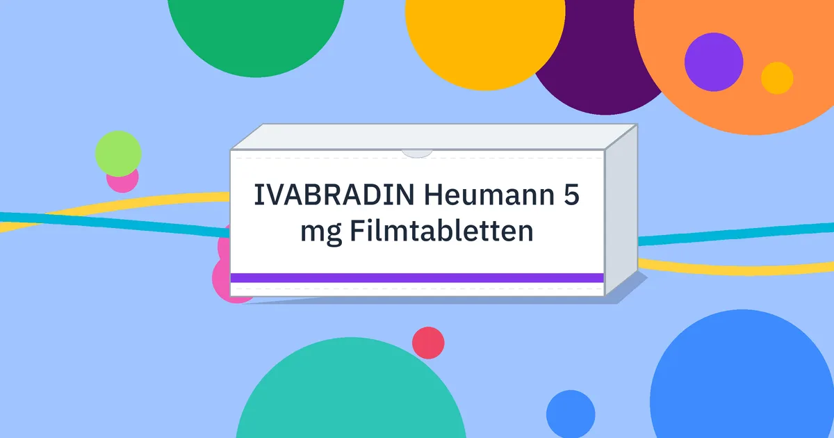 Symbolbild: Packung mit der Aufschrift IVABRADIN Heumann 5 mg Filmtabletten (PZN 11693294) – Verfügbarkeit und Bezug in Apotheken in Frankfurt am Main