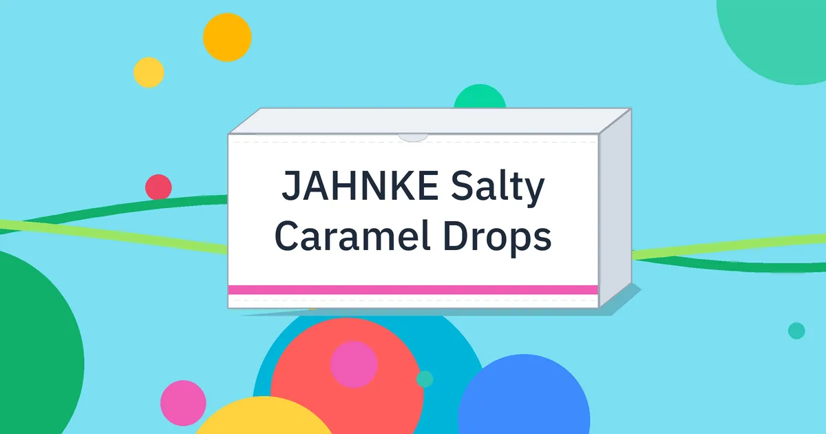 Symbolbild: Packung mit der Aufschrift JAHNKE Salty Caramel Drops (PZN 16614810) – Verfügbarkeit und Bezug in Apotheken in Frankfurt am Main