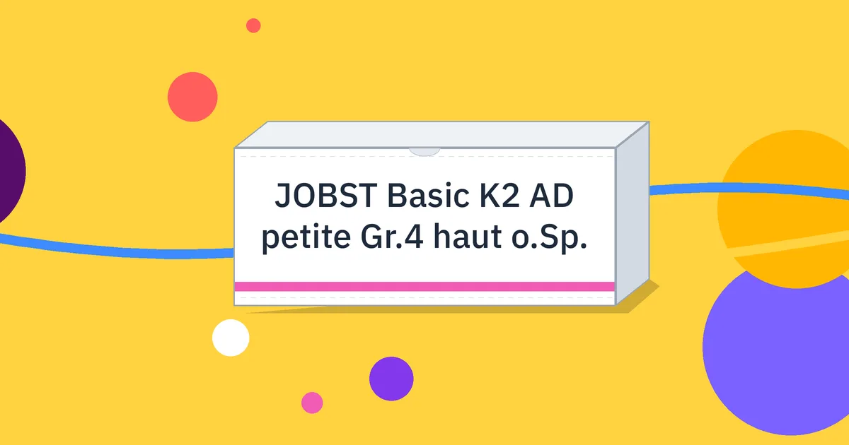 Symbolbild: Packung mit der Aufschrift JOBST Basic K2 AD petite Gr.4 haut o.Sp. (PZN 11249234) – Verfügbarkeit und Bezug in Apotheken in Frankfurt am Main