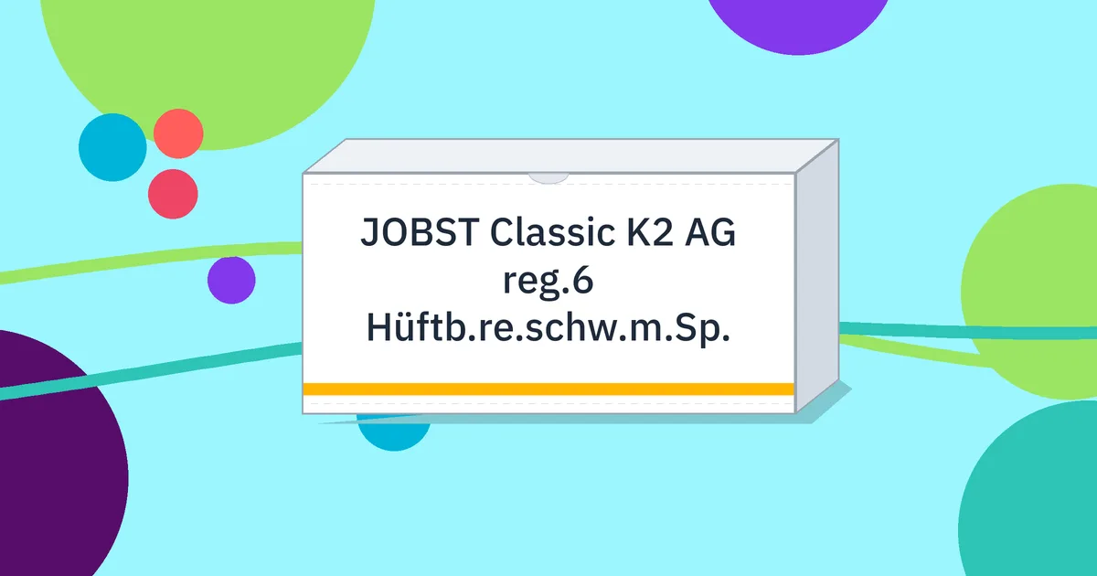 Symbolbild: Packung mit der Aufschrift JOBST Classic K2 AG reg.6 Hüftb.re.schw.m.Sp. (PZN 13067187) – Verfügbarkeit und Bezug in Apotheken in Frankfurt am Main