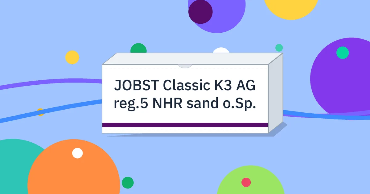 Symbolbild: Packung mit der Aufschrift JOBST Classic K3 AG reg.5 NHR sand o.Sp. (PZN 13073710) – Verfügbarkeit und Bezug in Apotheken in Frankfurt am Main