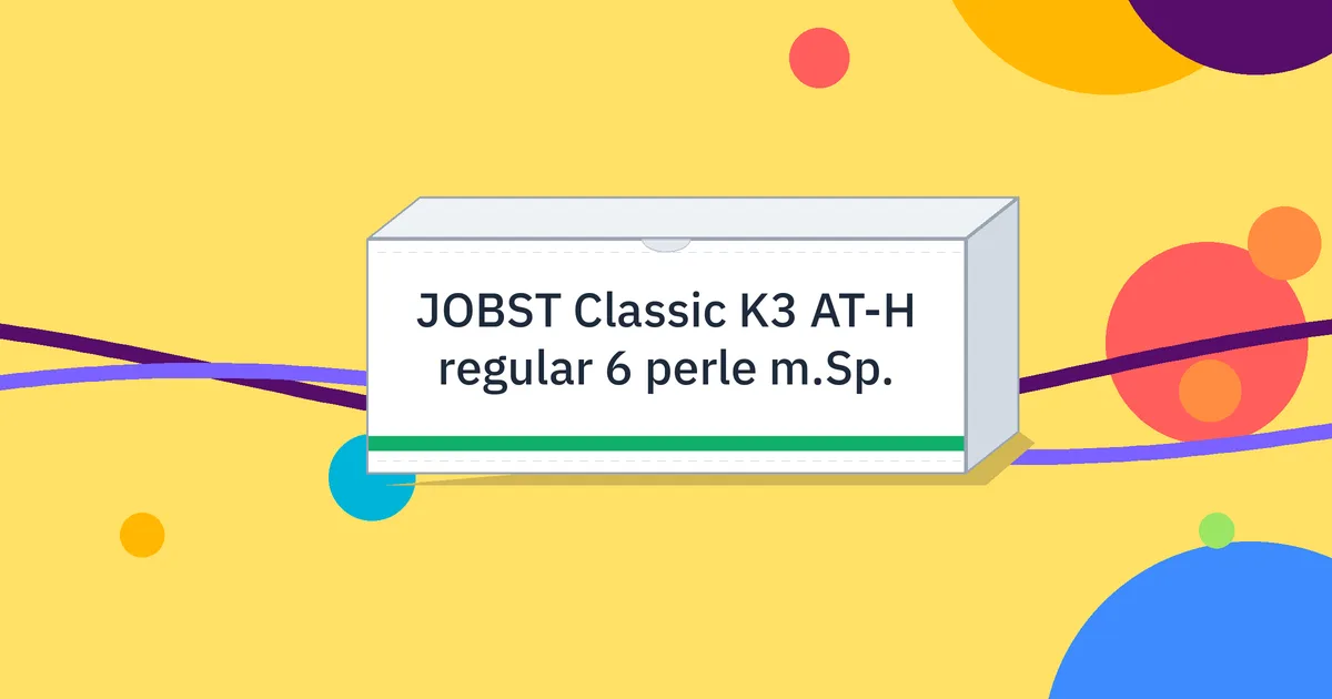 Symbolbild: Packung mit der Aufschrift JOBST Classic K3 AT-H regular 6 perle m.Sp. (PZN 13077582) – Verfügbarkeit und Bezug in Apotheken in Frankfurt am Main