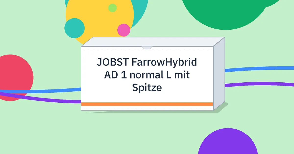 Symbolbild: Packung mit der Aufschrift JOBST FarrowHybrid AD 1 normal L mit Spitze (PZN 13869314) – Verfügbarkeit und Bezug in Apotheken in Frankfurt am Main