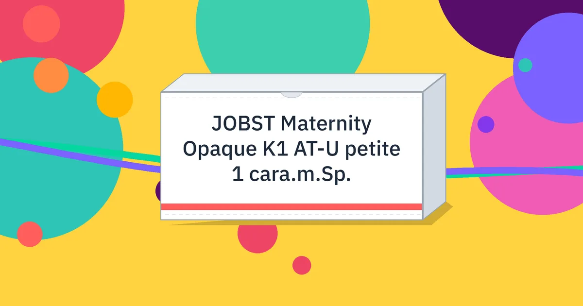 Symbolbild: Packung mit der Aufschrift JOBST Maternity Opaque K1 AT-U petite 1 cara.m.Sp. (PZN 15850684) – Verfügbarkeit und Bezug in Apotheken in Frankfurt am Main