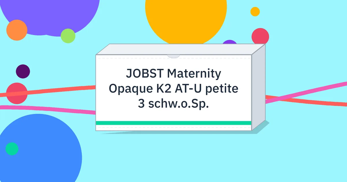 Symbolbild: Packung mit der Aufschrift JOBST Maternity Opaque K2 AT-U petite 3 schw.o.Sp. (PZN 15854133) – Verfügbarkeit und Bezug in Apotheken in Frankfurt am Main