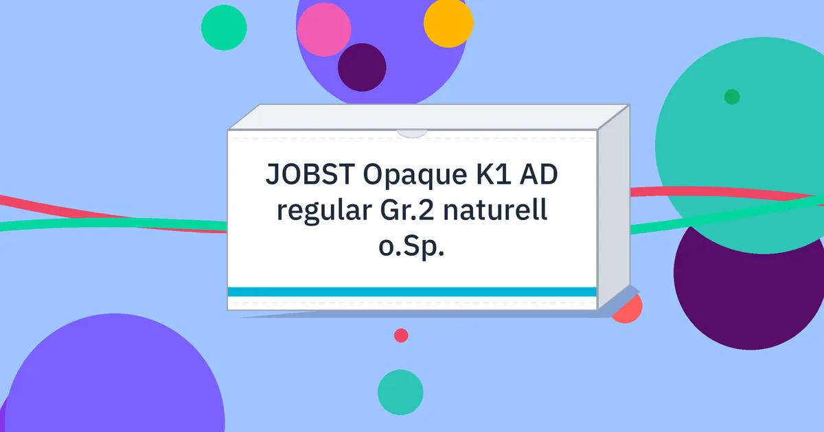 Symbolbild: Packung mit der Aufschrift JOBST Opaque K1 AD regular Gr.2 naturell o.Sp. (PZN 13082778) – Verfügbarkeit und Bezug in Apotheken in Frankfurt am Main