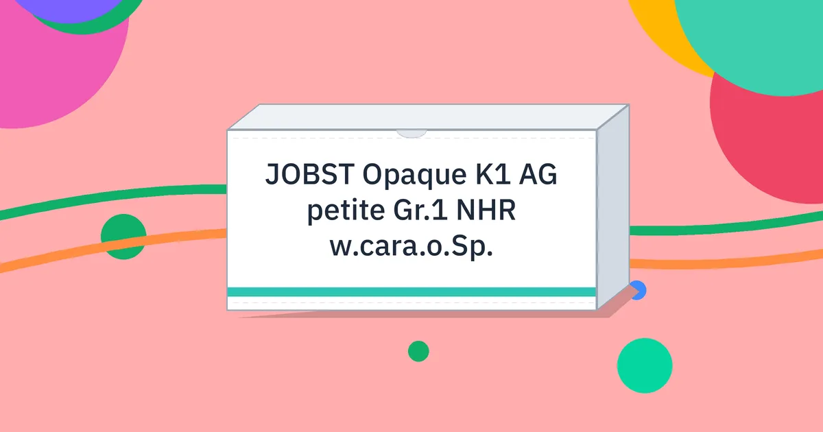 Symbolbild: Packung mit der Aufschrift JOBST Opaque K1 AG petite Gr.1 NHR w.cara.o.Sp. (PZN 13088404) – Verfügbarkeit und Bezug in Apotheken in Frankfurt am Main