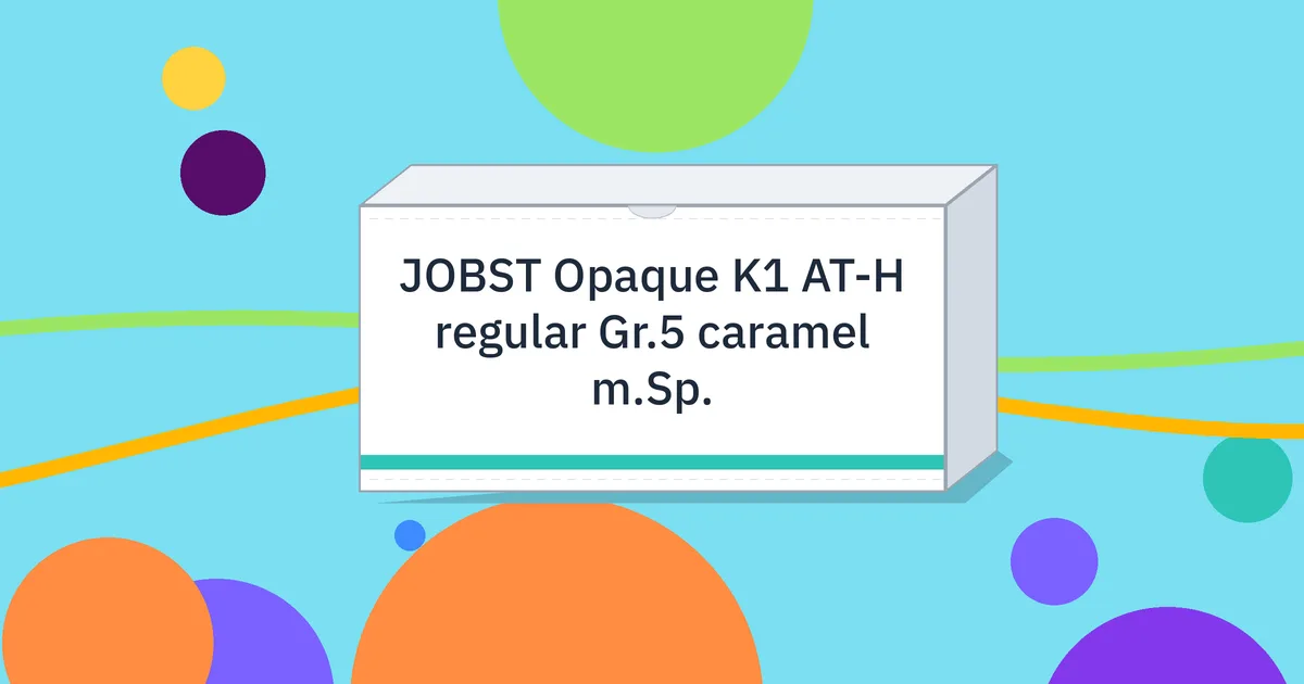 Symbolbild: Packung mit der Aufschrift JOBST Opaque K1 AT-H regular Gr.5 caramel m.Sp. (PZN 13105255) – Verfügbarkeit und Bezug in Apotheken in Frankfurt am Main