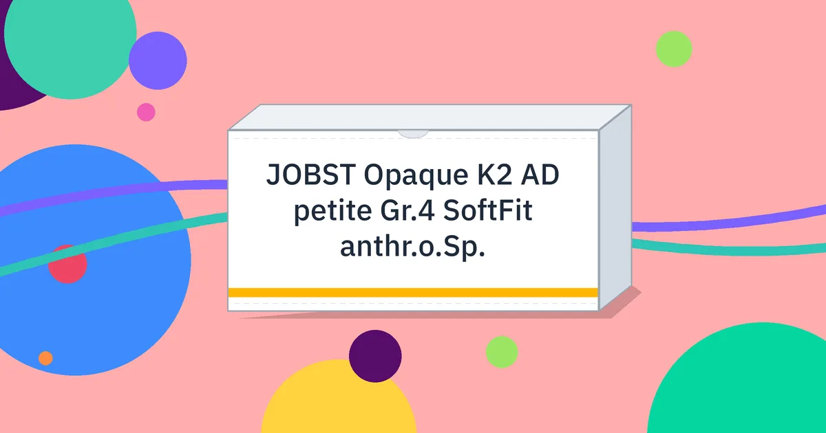 Symbolbild: Packung mit der Aufschrift JOBST Opaque K2 AD petite Gr.4 SoftFit anthr.o.Sp. (PZN 16279530) – Verfügbarkeit und Bezug in Apotheken in Frankfurt am Main
