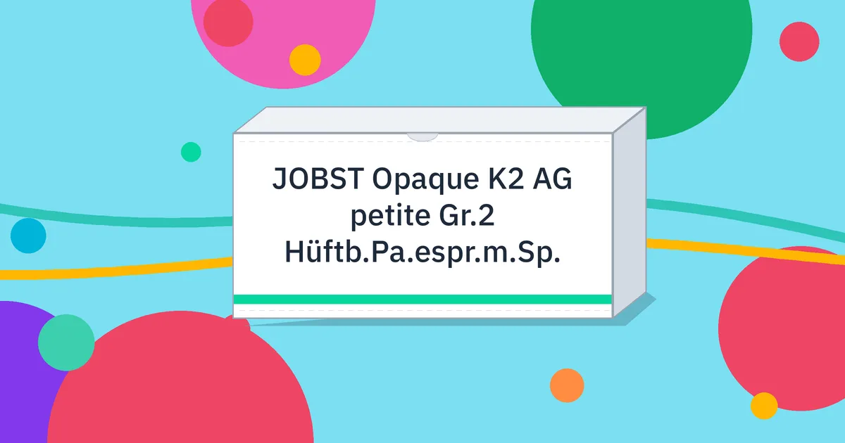 Symbolbild: Packung mit der Aufschrift JOBST Opaque K2 AG petite Gr.2 Hüftb.Pa.espr.m.Sp. (PZN 16288658) – Verfügbarkeit und Bezug in Apotheken in Frankfurt am Main
