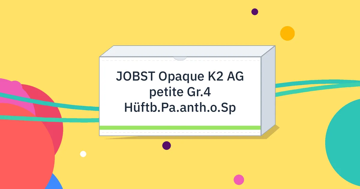 Symbolbild: Packung mit der Aufschrift JOBST Opaque K2 AG petite Gr.4 Hüftb.Pa.anth.o.Sp (PZN 16288842) – Verfügbarkeit und Bezug in Apotheken in Frankfurt am Main
