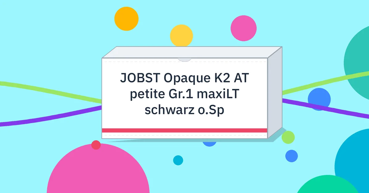 Symbolbild: Packung mit der Aufschrift JOBST Opaque K2 AT petite Gr.1 maxiLT schwarz o.Sp (PZN 13119286) – Verfügbarkeit und Bezug in Apotheken in Frankfurt am Main
